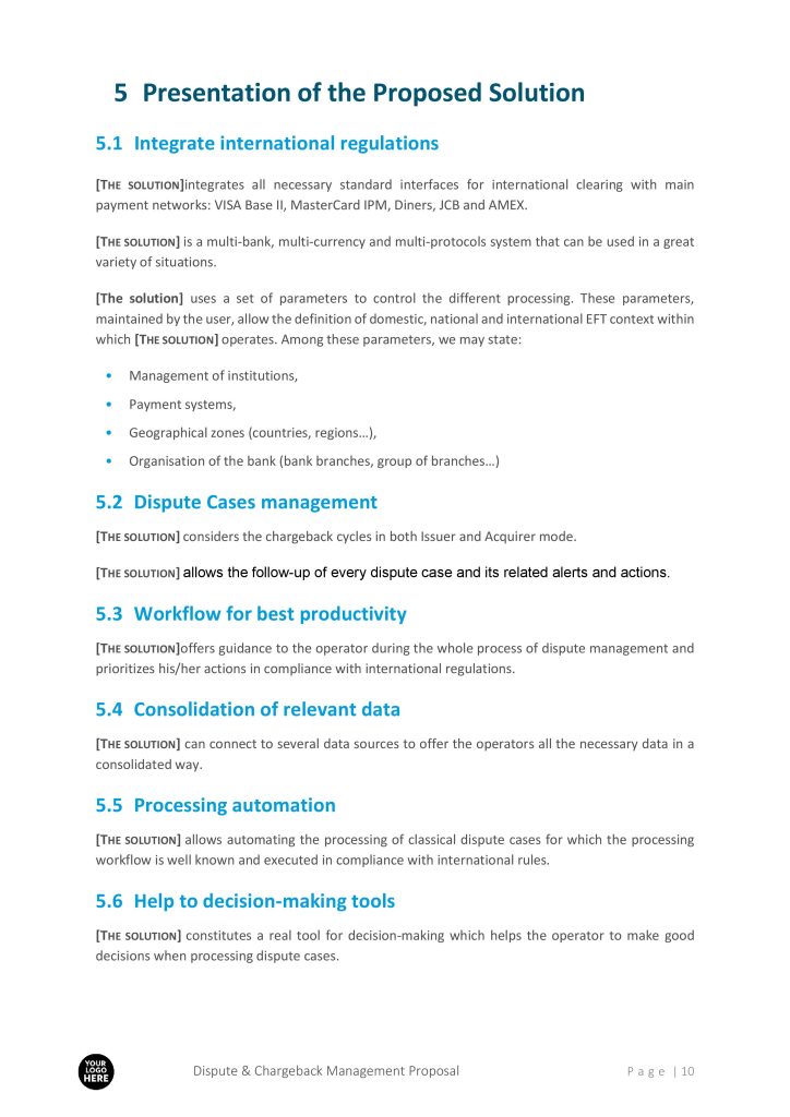 Dispute & chargeback Management Solution Proposal Template - Banking ...